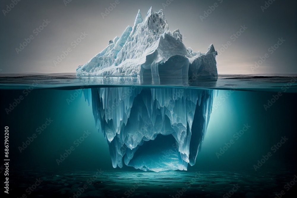 Big Iceberg significant part submerged underwater as unseen efforts for ...