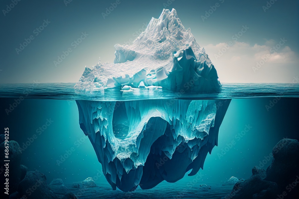 Big Iceberg significant part submerged underwater as unseen efforts for ...