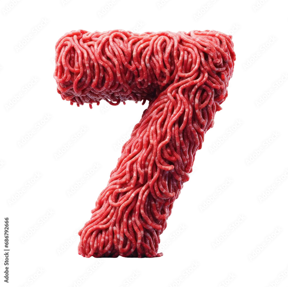 7 Seven - 3D Meat Number - Raw Meat - minced meat - transparent PNG ...