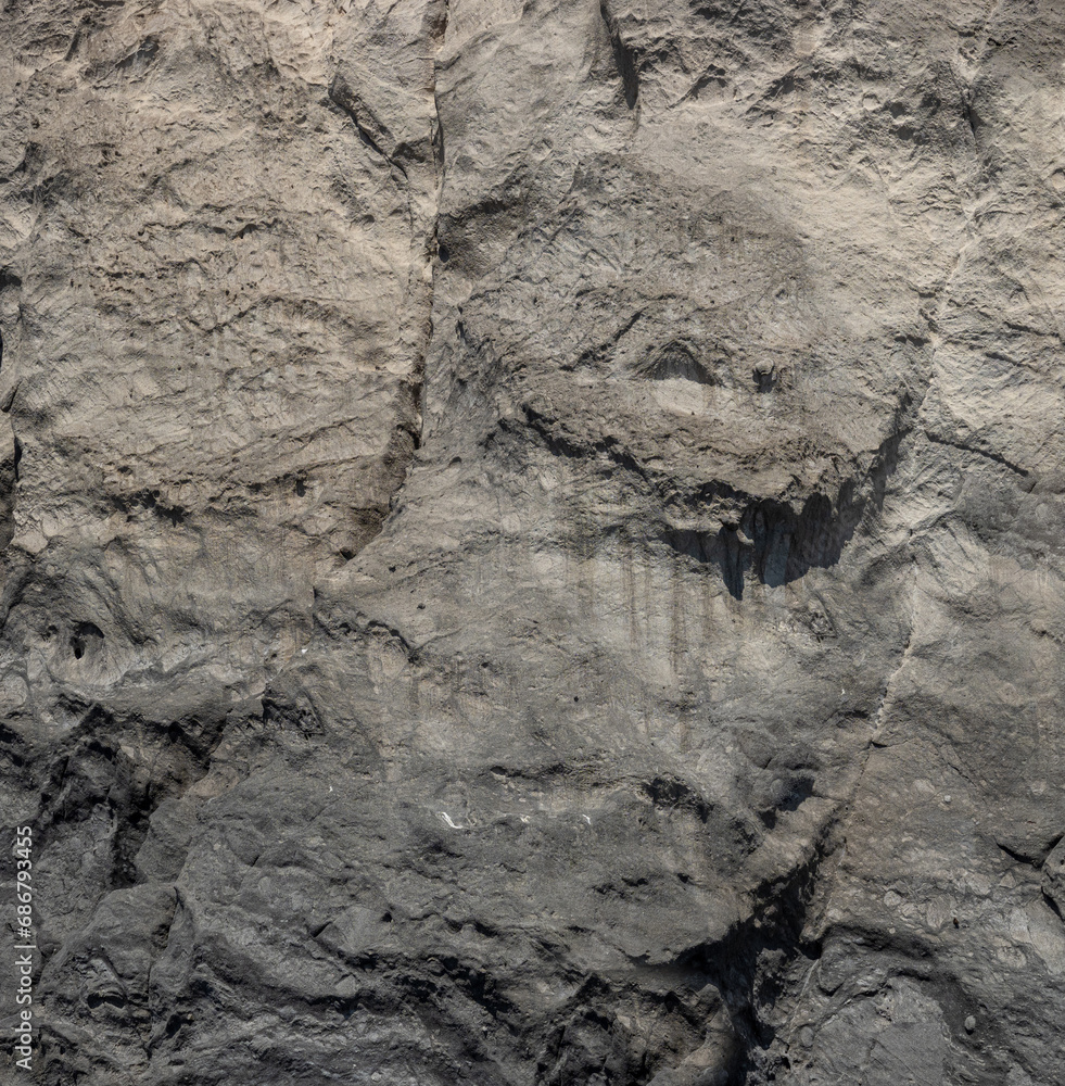 Weathered seaside rock face texture. Aged volcanic stone wall surface ...