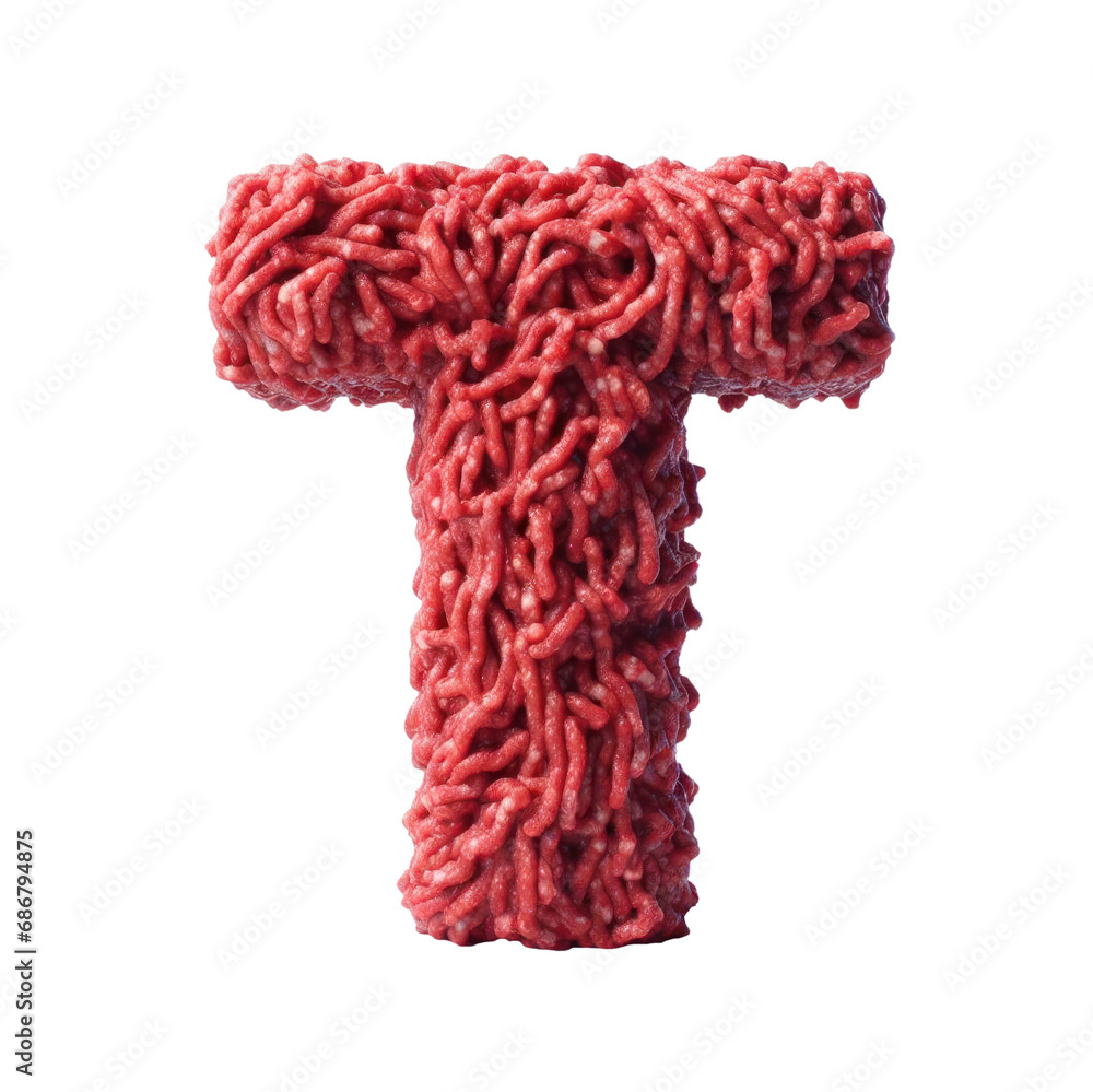 T - 3D Meat Alphabet - Meat Letter - Raw Meat - minced meat ...