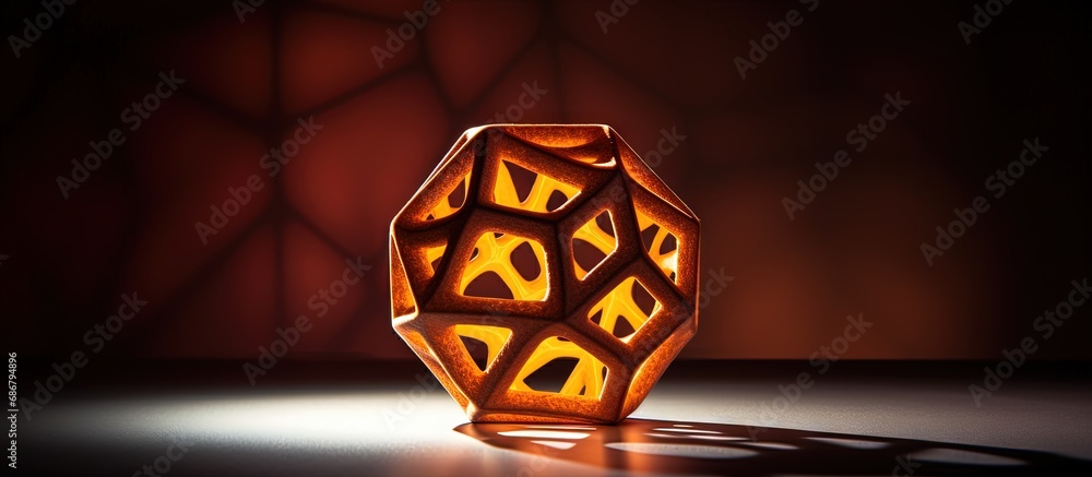 Illuminated dodecahedron made with 3D printing Copy space image Place ...