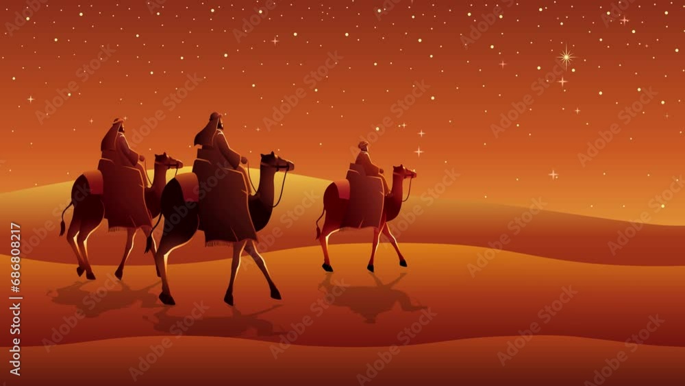Biblical motion graphic series, three wise men, journey to Bethlehem ...
