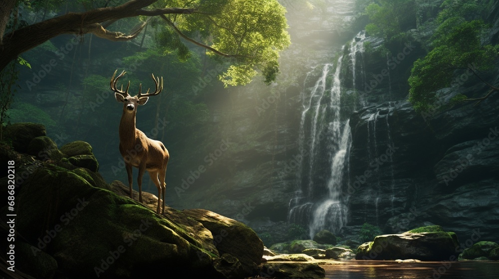 The gentle gaze of a sambar deer at the forest's heart, by the timeless ...
