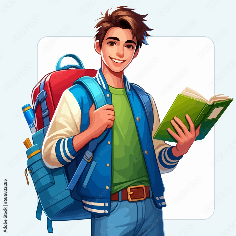 boy reading a book vector illustration, World Education Day. Book ...