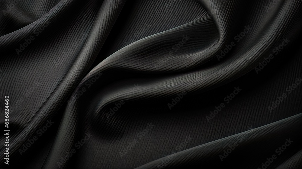 Artistic black background with elegant, flowing fabric textures ...