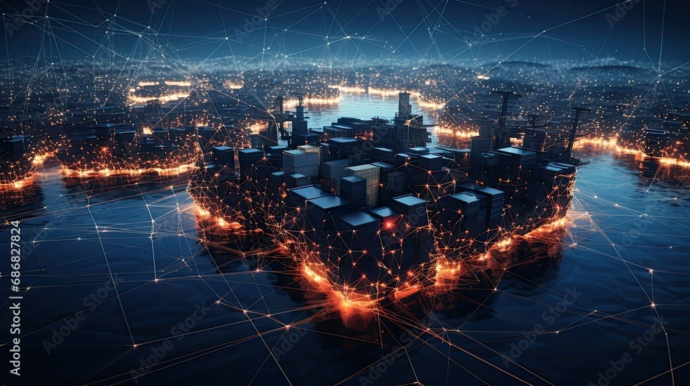 logistics network, using perspective and composition to highlight the ...