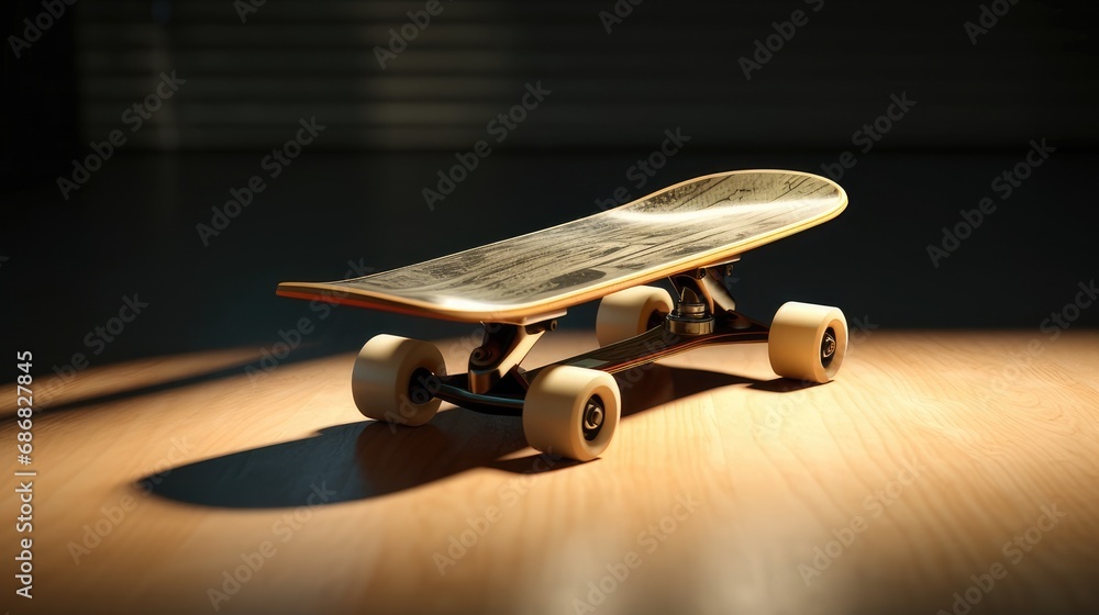 skateboard from different lighting angles, showing off its shape and ...