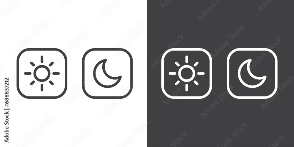 Simple Day and night, dark and light modes icon vector. Screen ...