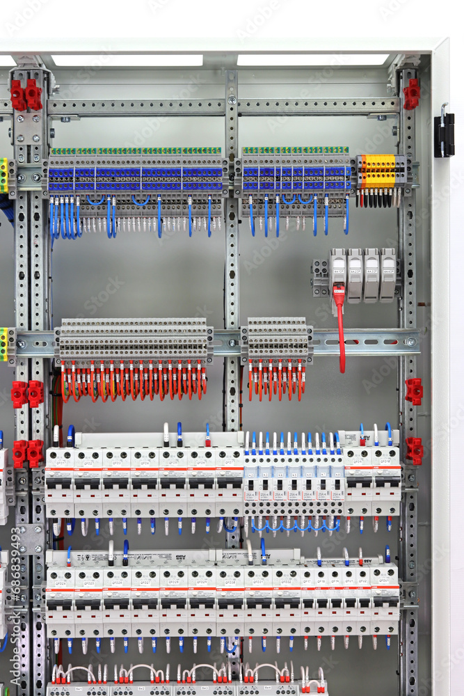 Electric switchboard in the ABB housing for the apartment. Socket ...