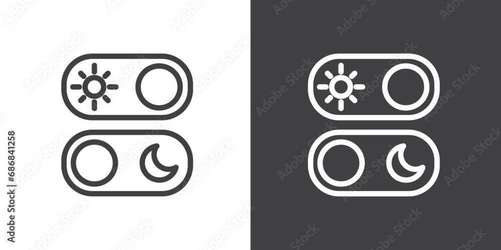 Vector illustration of dark and light mode icon line, Dark and light ...