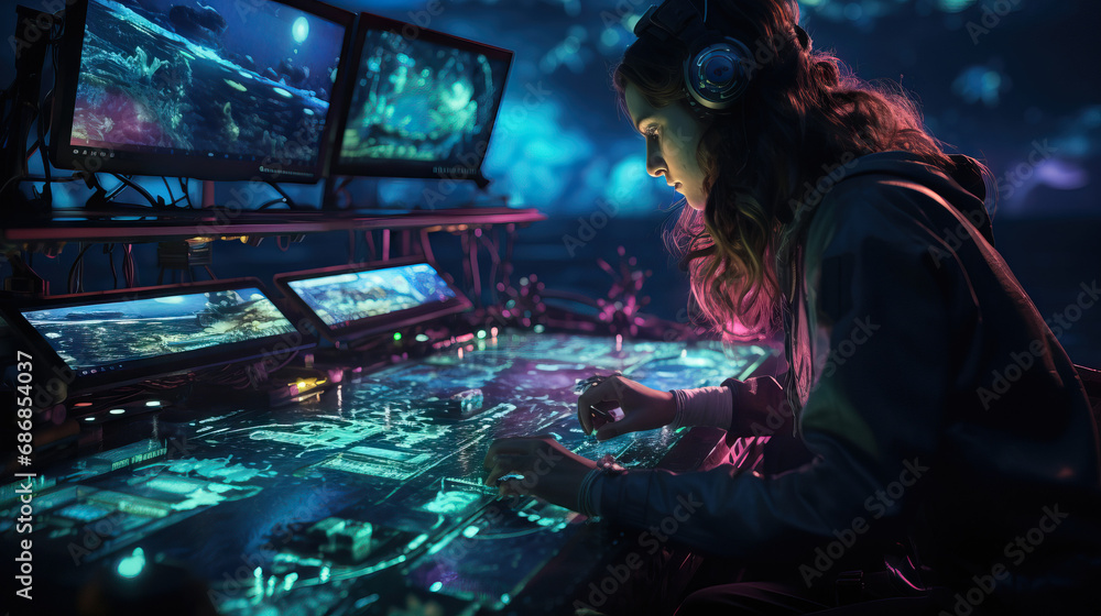 Oceanographer Mapping Seabed: A portrait of an oceanographer using ...