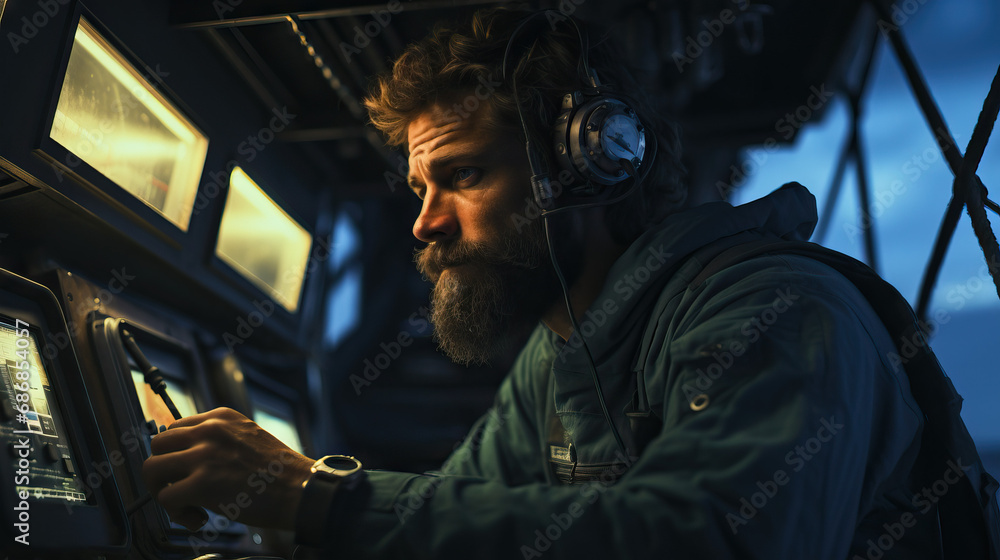 Oceanographer Mapping Seabed: A portrait of an oceanographer using ...