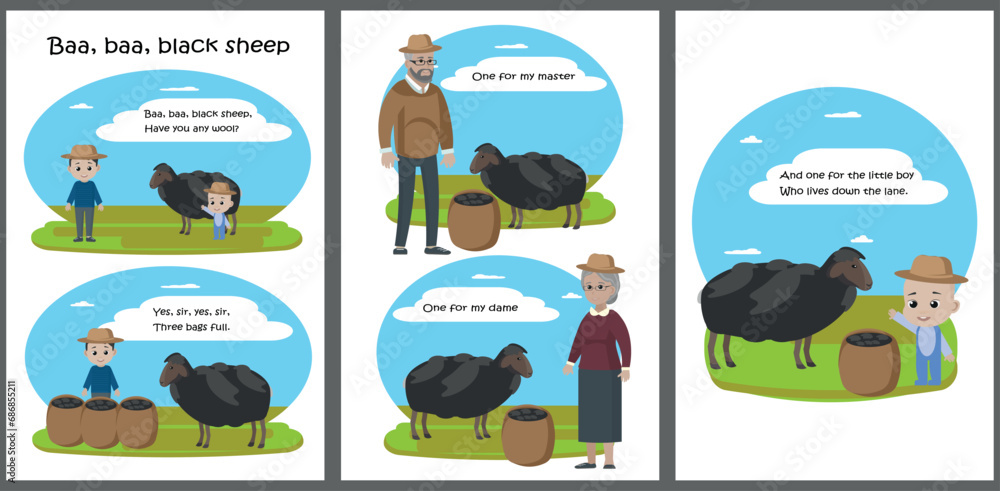 Baa baa black sheep song. Vector illustration. nursery rhymes ...