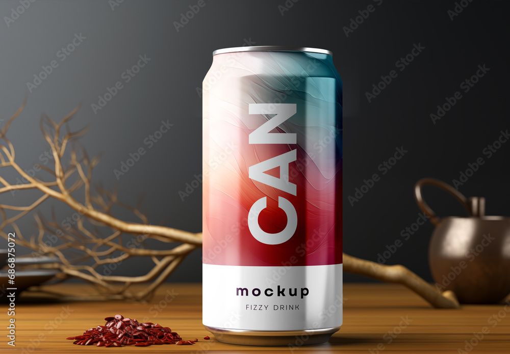 Fizzy Packaging Can Mockup Design Generated with AI Stock Template ...