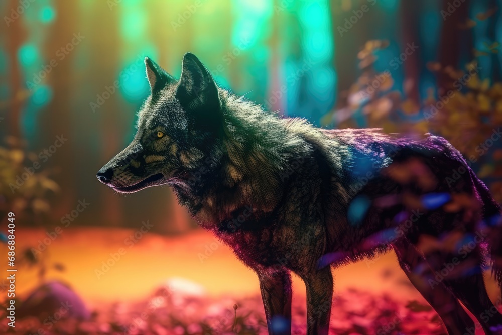 Amidst the tangled branches, a majestic canis roams, its untamed spirit ...