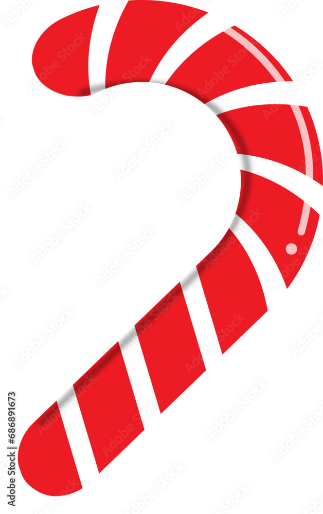 flat vector art illustration of simple christmas candy cane on ...