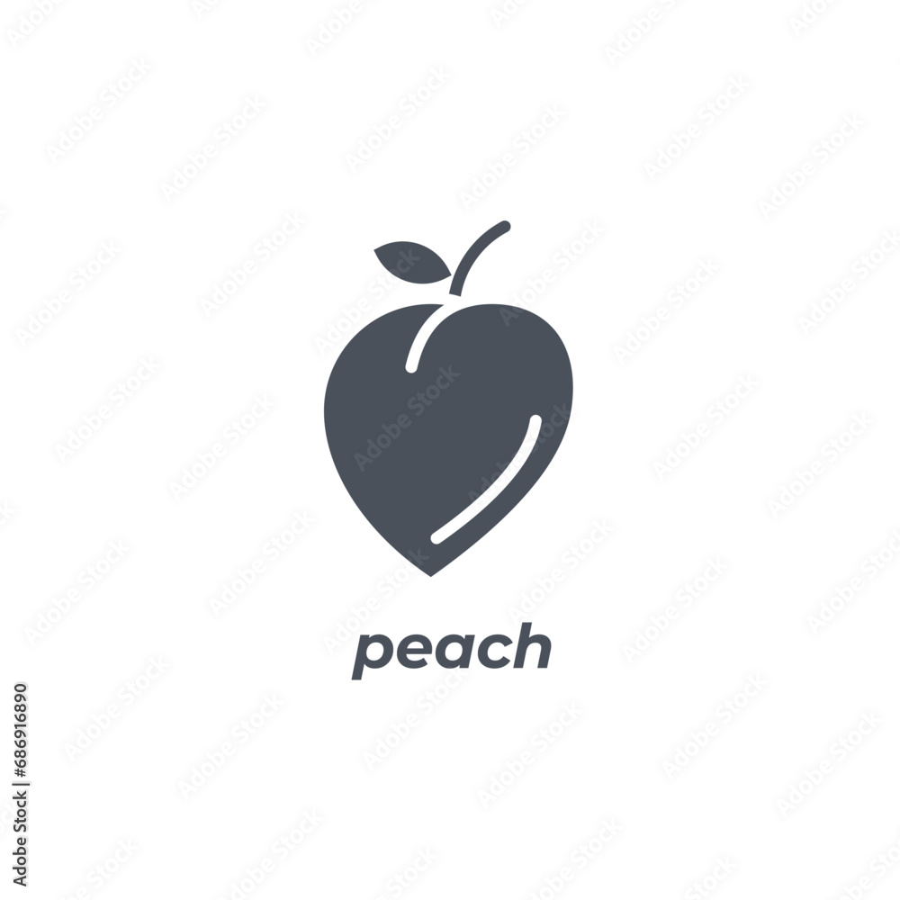 Vector sign of the peach symbol isolated on a white background. icon ...