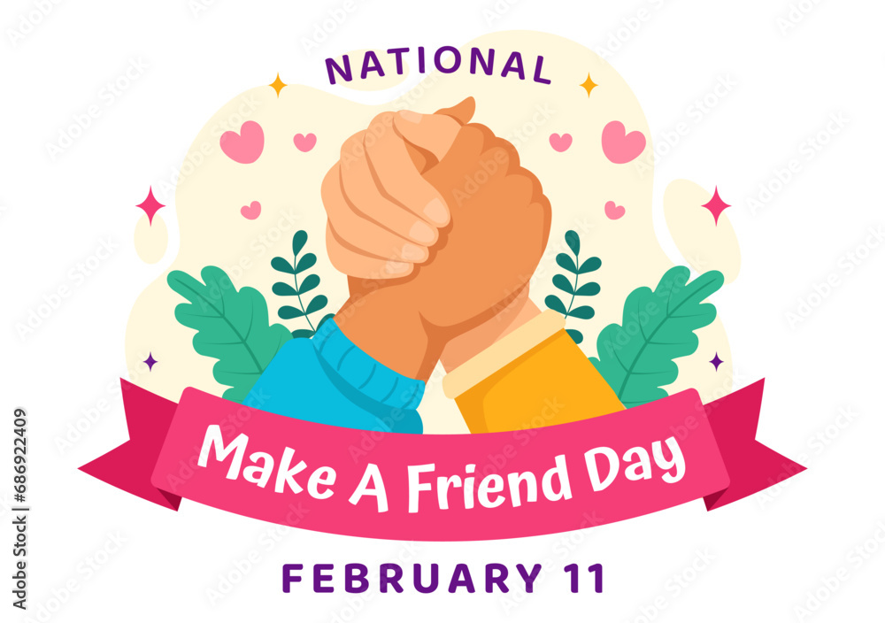 National Make a Friend Day Vector Illustration Observed on February ...