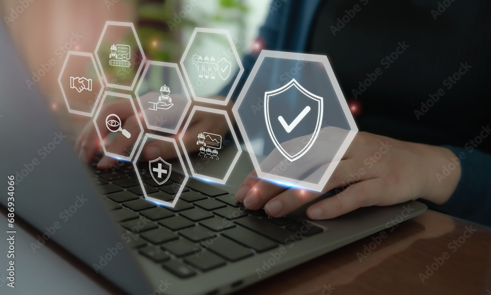 Workplace safety technology for zero accidents concept. Workplace ...