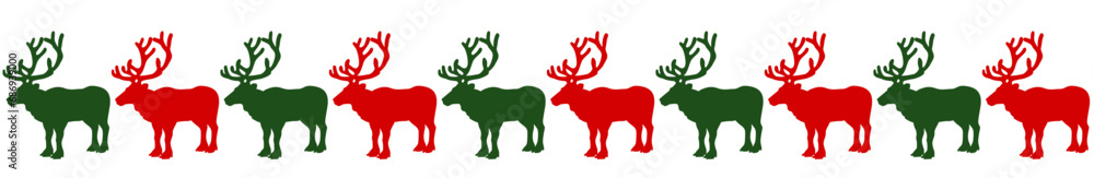 Silhouettes of the reindeers vector illustrations - Red and green ...