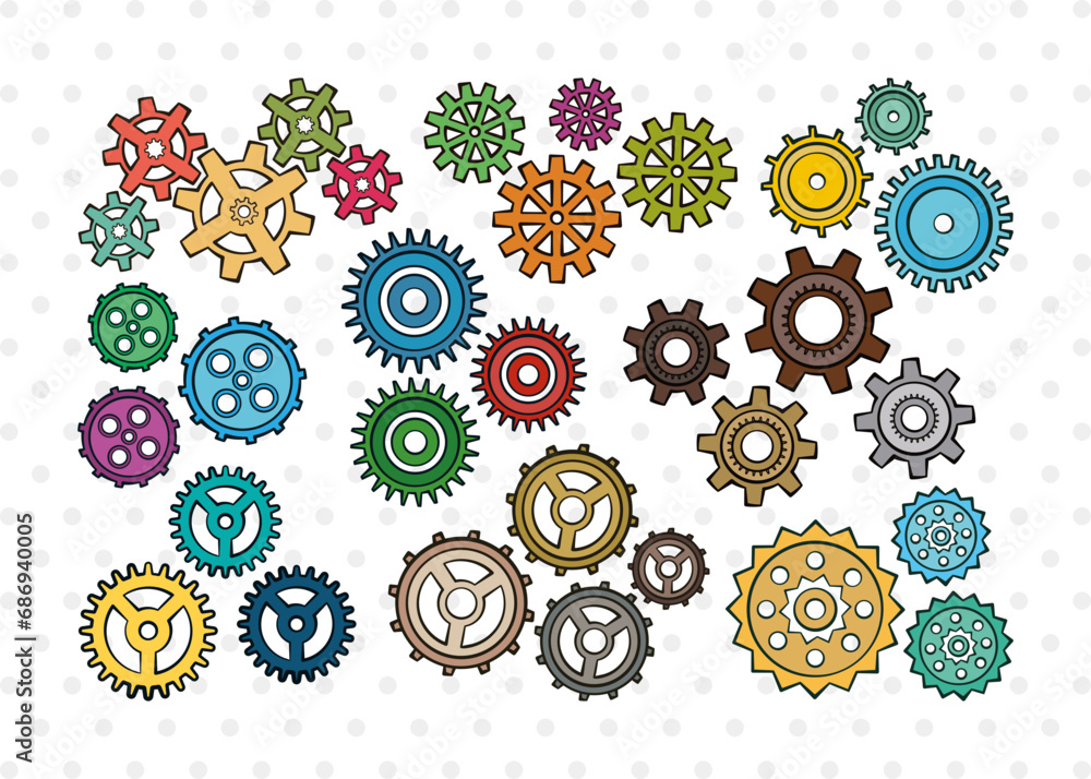 Vetor de Growing Gears SVG, Gears Clipart, Metal Gears Svg, Machine ...