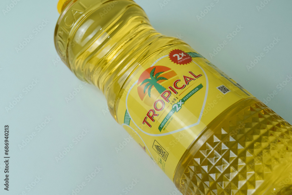 Tropical cooking oil on bottle product brand from Indonesia isolated on ...
