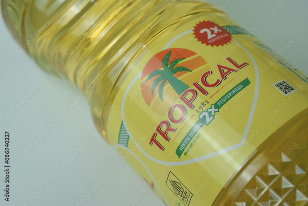 Tropical cooking oil on bottle product brand from Indonesia isolated on ...