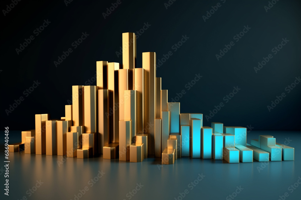 Graph showing financial growth over time in a 3d styling Stock ...