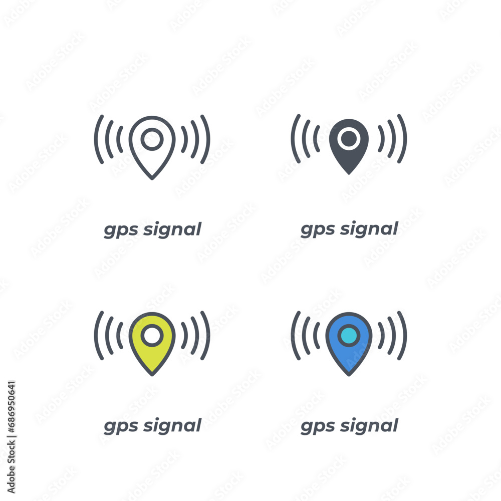 Vector sign of the gps signal symbol isolated on a white background ...
