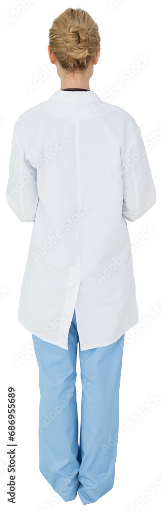 Digital png photo of back of caucasian female doctor standing on ...