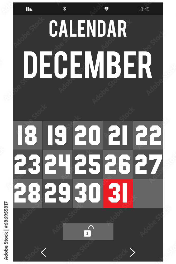 Digital png illustration of digital calendar with december 31 on ...