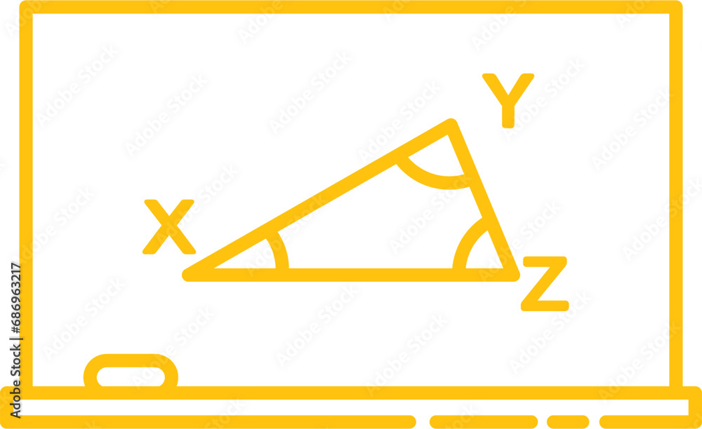 Digital png illustration of yellow board with triangle and xyz letters ...