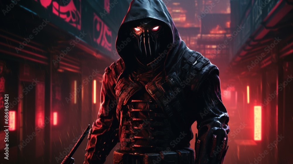 Amazing cyberpunk shadow ninja background wallpaper ai generated image ...
