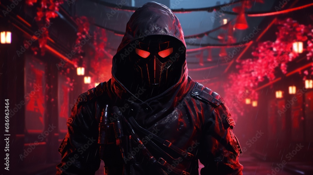 Amazing cyberpunk shadow ninja background wallpaper ai generated image ...