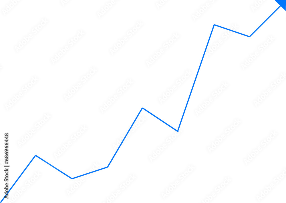 Digital png illustration of blue statistic arrow pointing up on ...