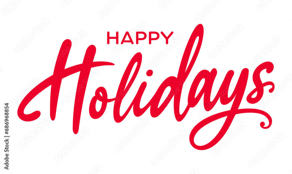Happy Holidays in cursive font, hand lettering, calligraphy, text ...