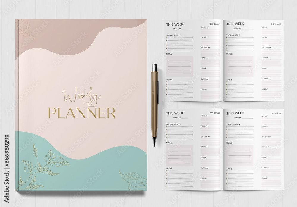Weekly Planner Book Layout Stock Template | Adobe Stock