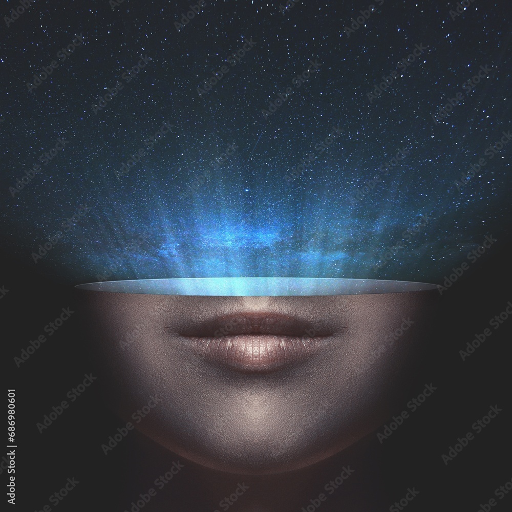 universe, stars, space, face 4k,Persons Face With Blue and White Stars ...