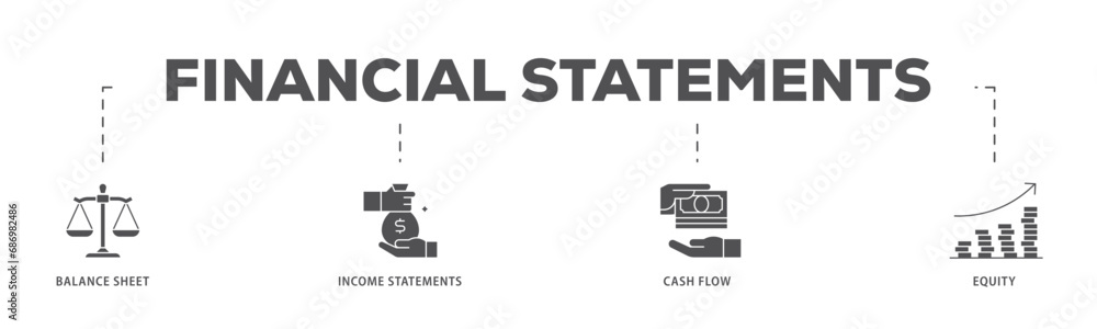 Financial statements infographic icon flow process which consists of ...