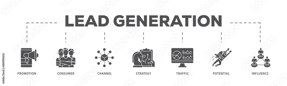 Lead generation infographic icon flow process which consists of ...