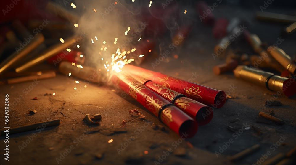 Firecrackers are used to scare off evil spirits in Lunar new year ...