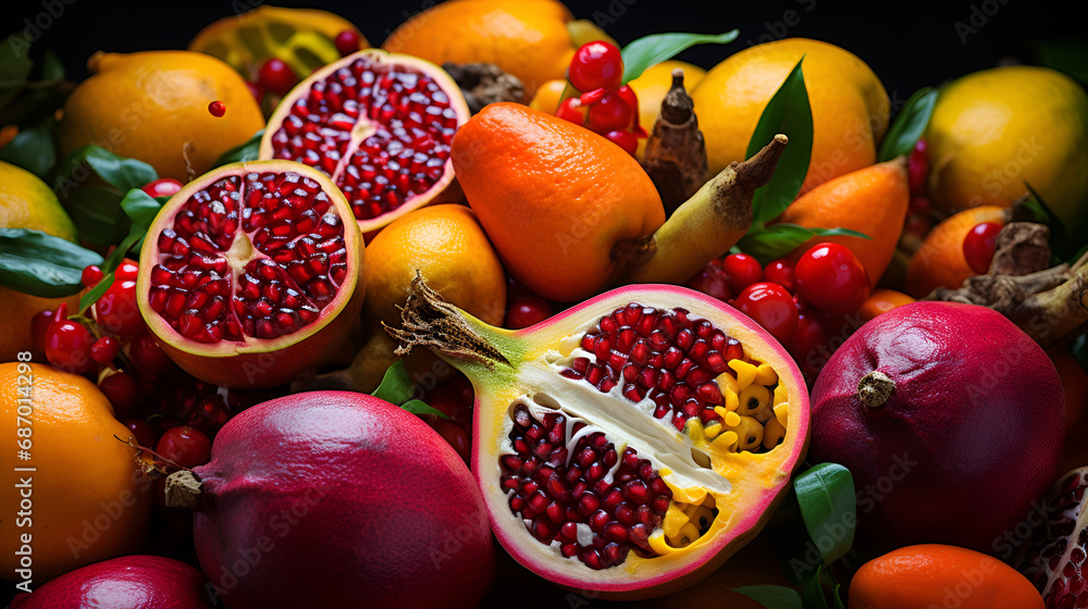 Healthy eating food, Colorful mix of fruits and vegetables spread on ...