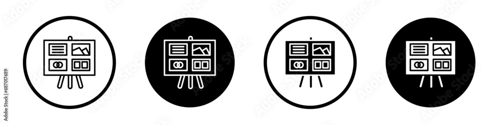 Storyboard icon set. business presentation board vector symbol in black ...