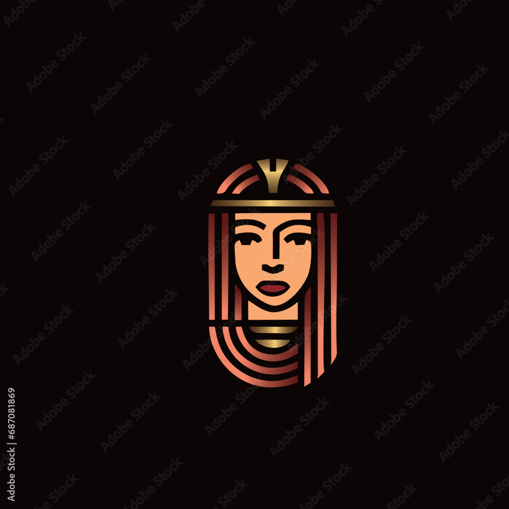 Queen cleopatra logo editable template ancient egyptian pharaoh Premium ...
