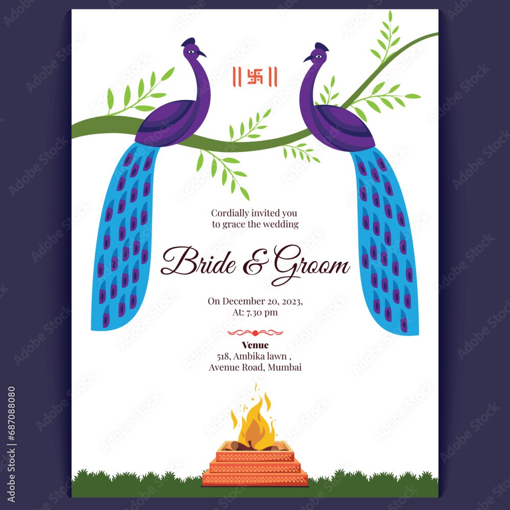 indian wedding card design, wedding invitation template Stock Vector ...