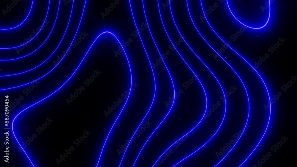3d animation groovy y2k blue neon shine abstract glowing lines in space ...