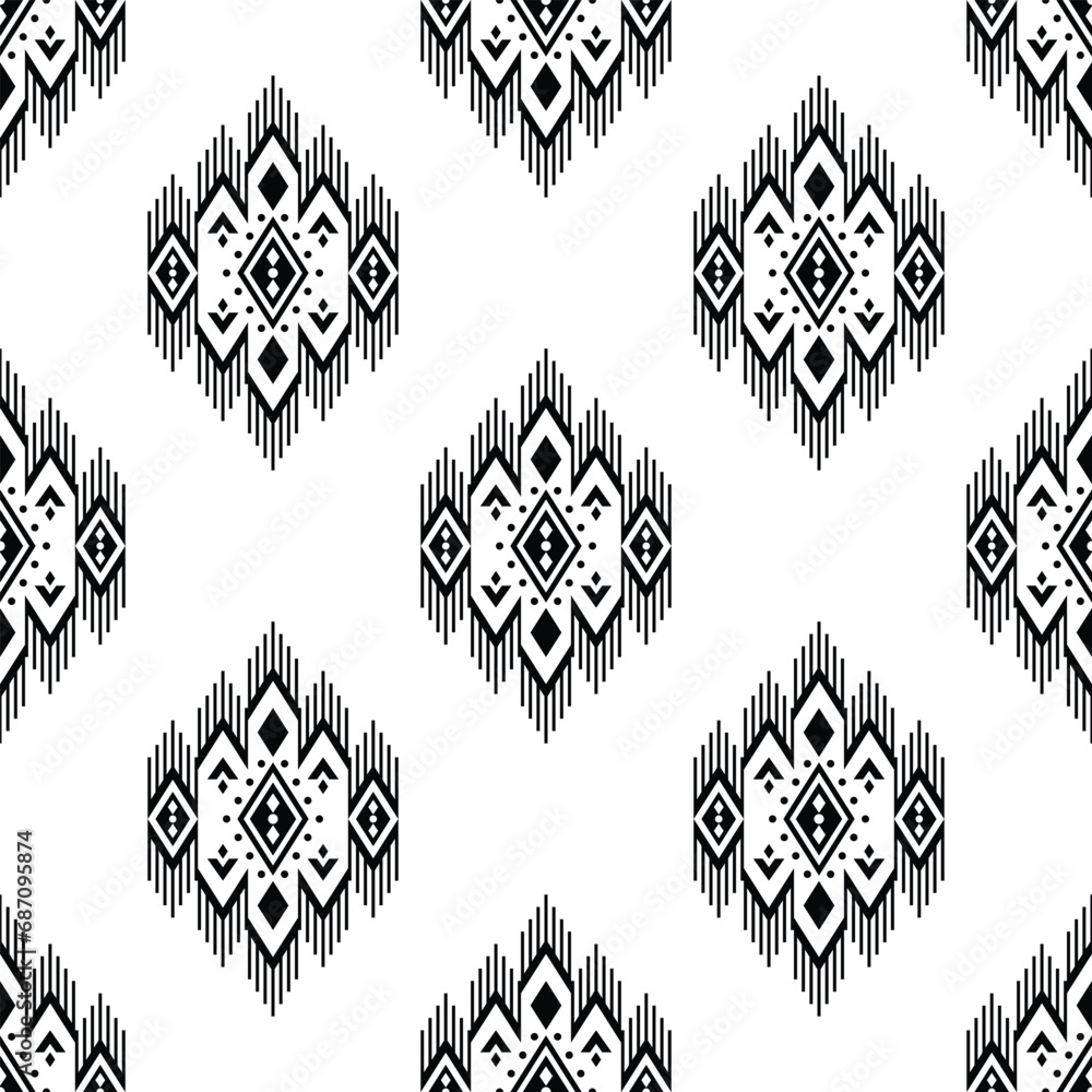 Tribal vector seamless Aztec pattern. Black and white colors. Abstract ...