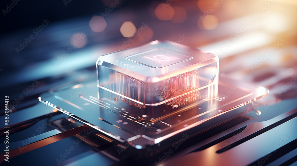 electronic circuit board with processor, computer technology concept ...