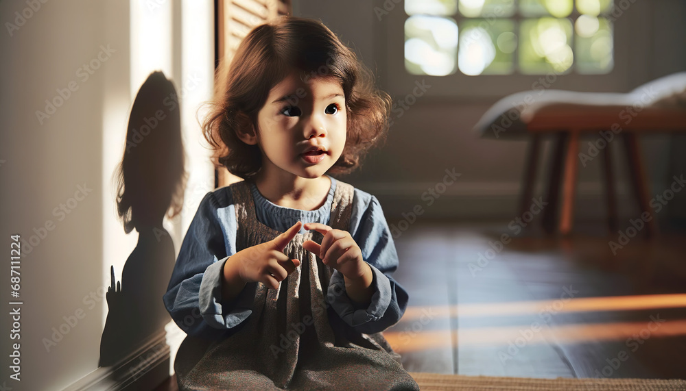 A mother teaches sign language to her young child. One of the best ways ...